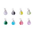 Baking Painted Glass Pendant with Iron Findings Round Silver Color ...