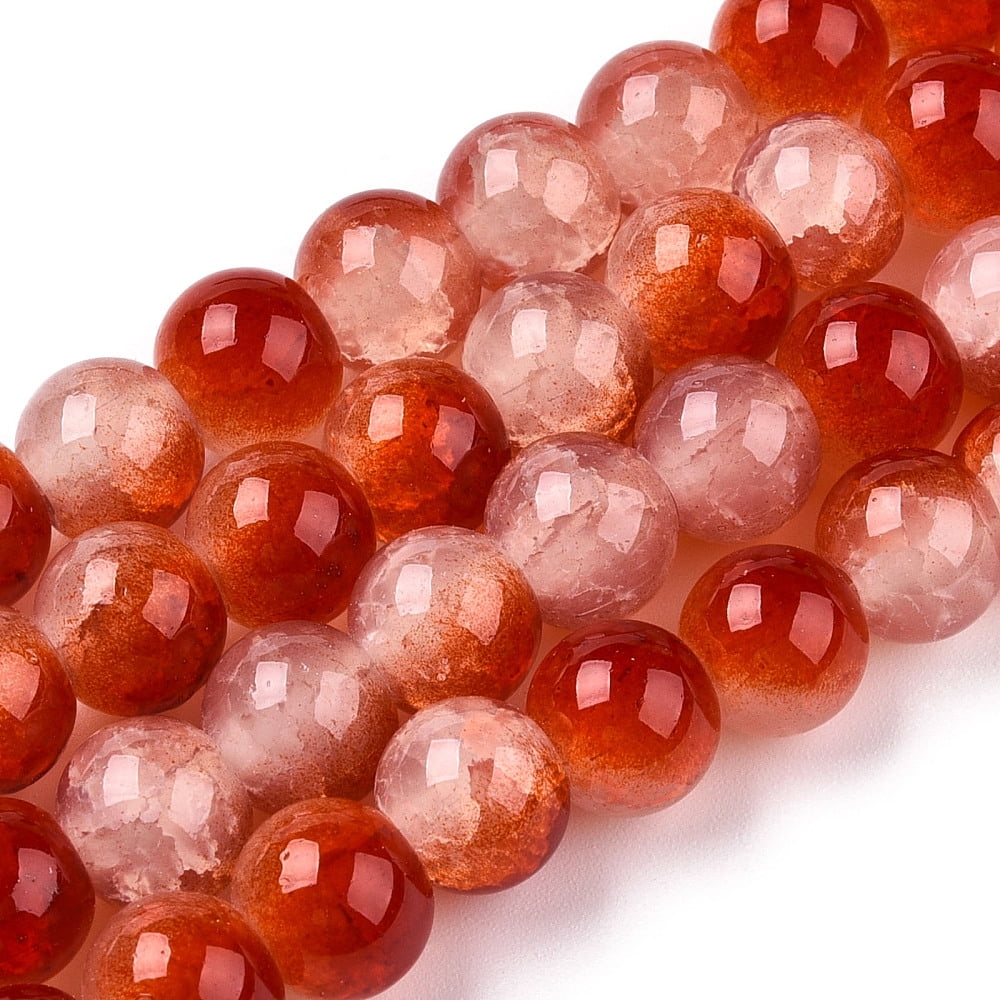 Baking Painted Imitation Jade Glass Beads Strands Two Tone Round ...