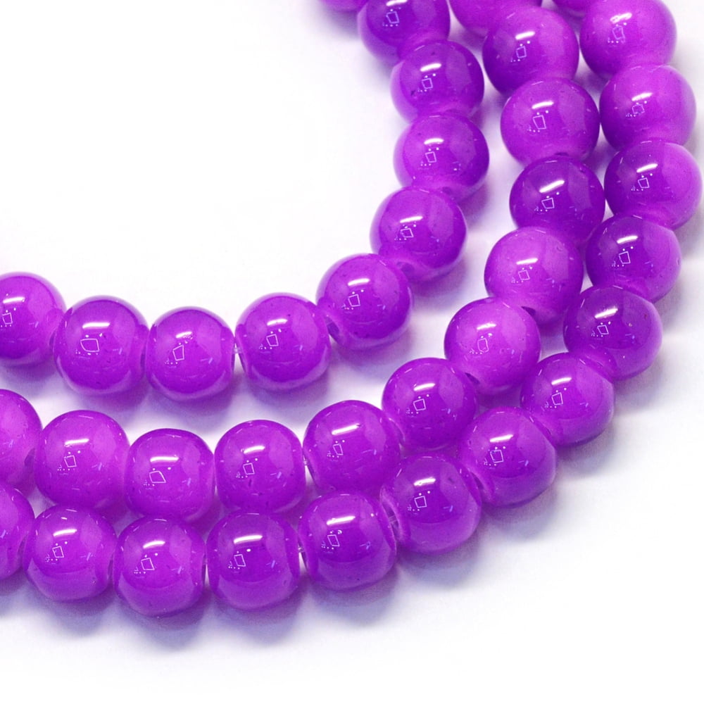 Baking Painted Imitation Jade Glass Round Bead Strands Dark Violet 10 ...