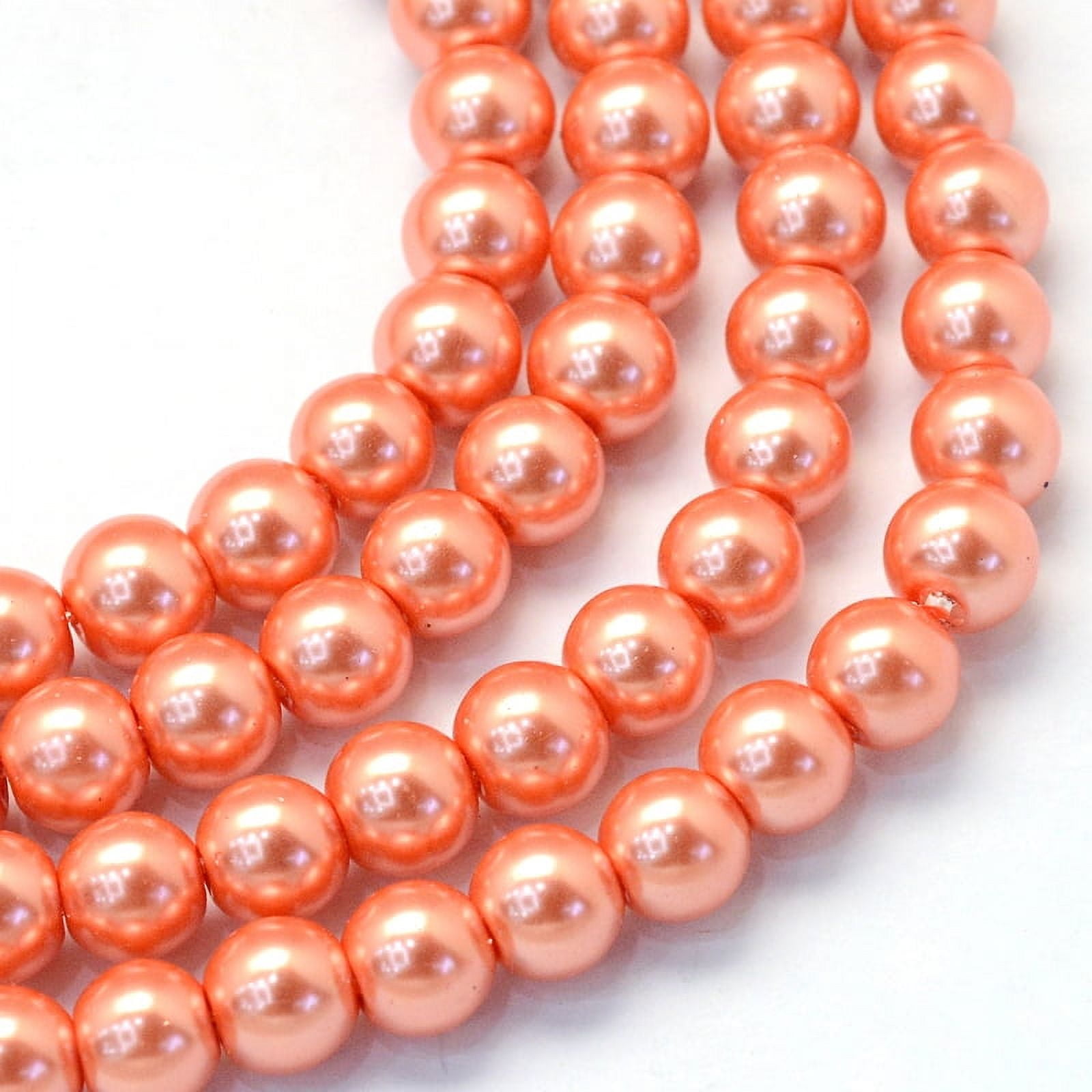 Baking Painted Pearlized Glass Pearl Round Bead Strands Coral 6-7mm ...