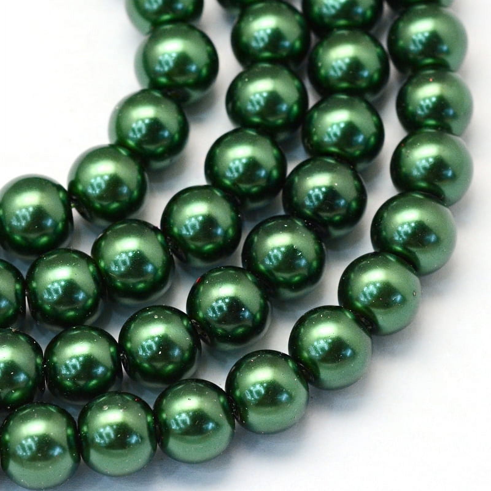 Baking Painted Pearlized Glass Pearl Round Bead Strands Dark Green 6 ...