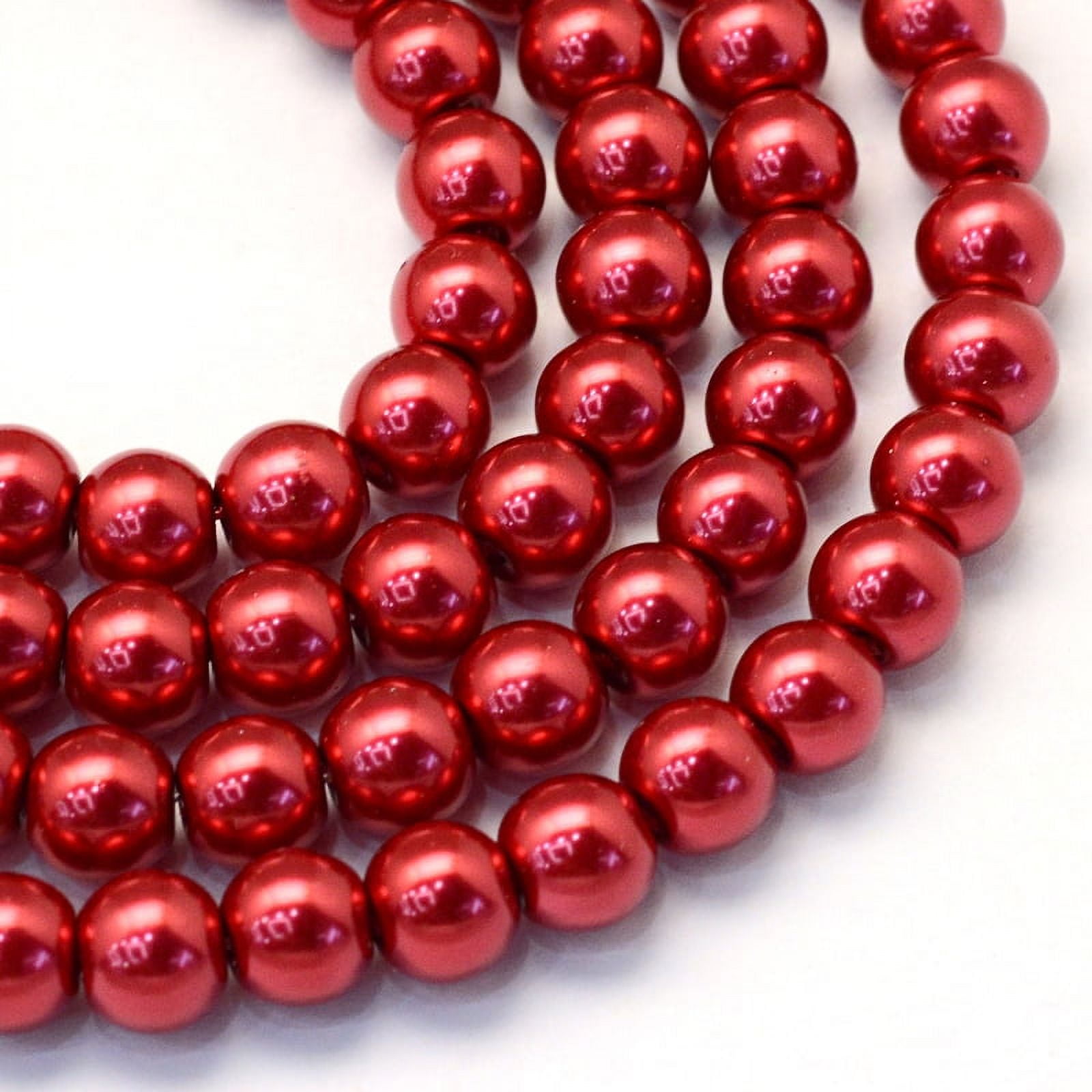 Baking Painted Pearlized Glass Pearl Round Bead Strands FireBrick 10 ...