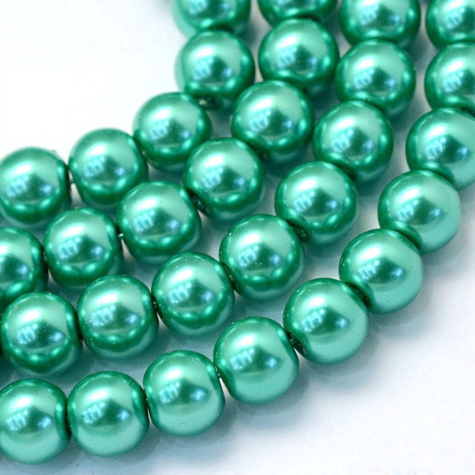 Baking Painted Pearlized Glass Pearl Round Bead Strands Light Sea Green ...