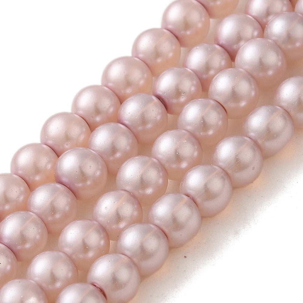 Baking Painted Pearlized Glass Pearl Round Bead Strands Pearl Pink 6 ...