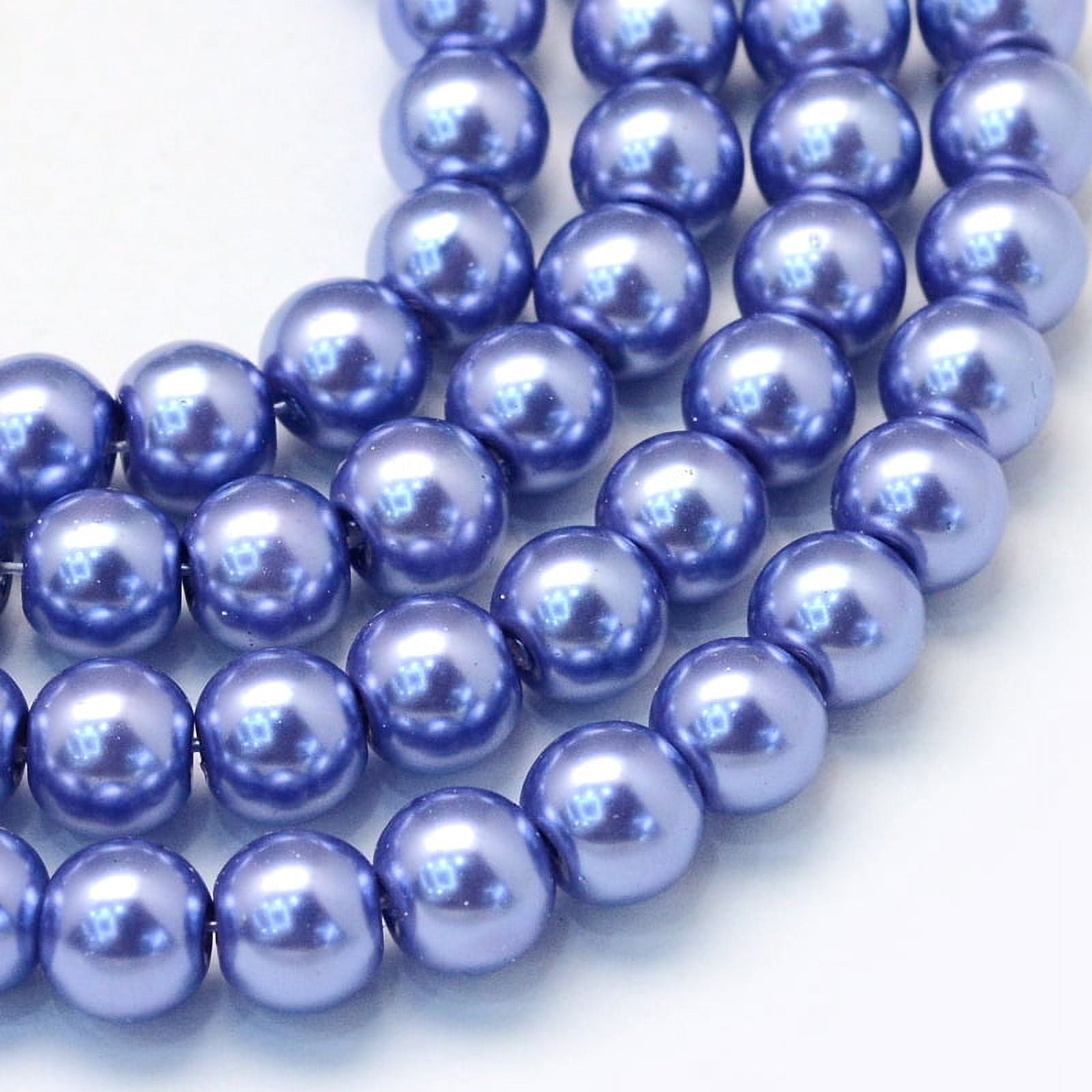Baking Painted Pearlized Glass Pearl Round Bead Strands Slate Blue 4 ...