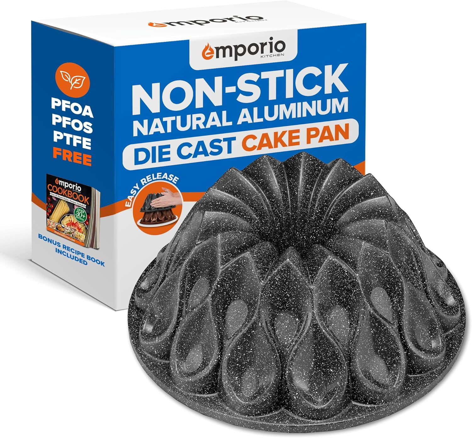 Baking Pan - Two-Layered Nonstick Gray Marble Coating, Aluminum Fluted ...