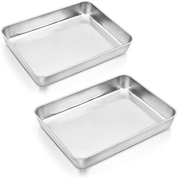 Baking Pans Set of 2, 12.4” x 9.6” x 2” Stainless Steel Rectangular ...