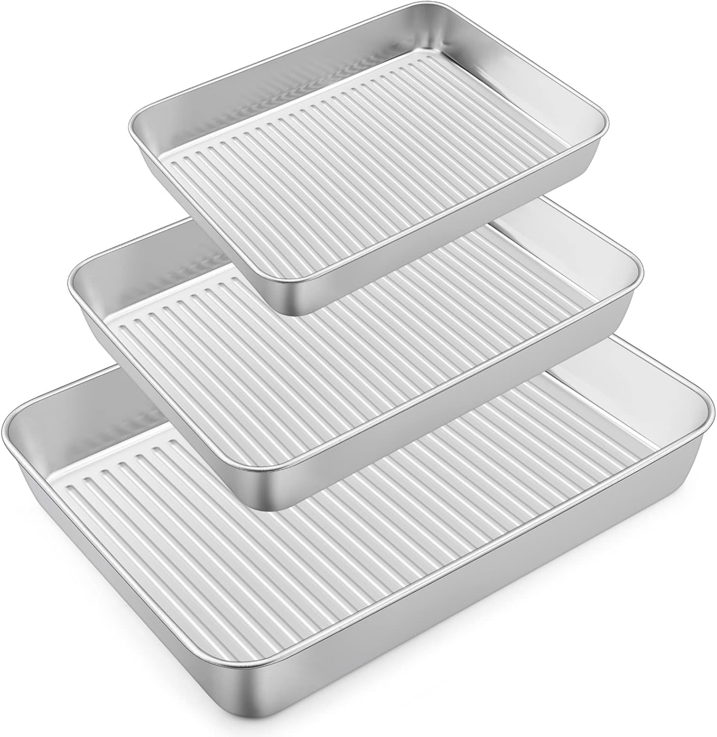 Baking Pans Set of 3, Stainless Steel Sheet Cake Pan for Oven - 12.5/10 ...