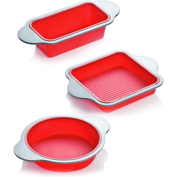 Baking Pans Set. 3 count Professional Non- Baking Cake Pans Set ...