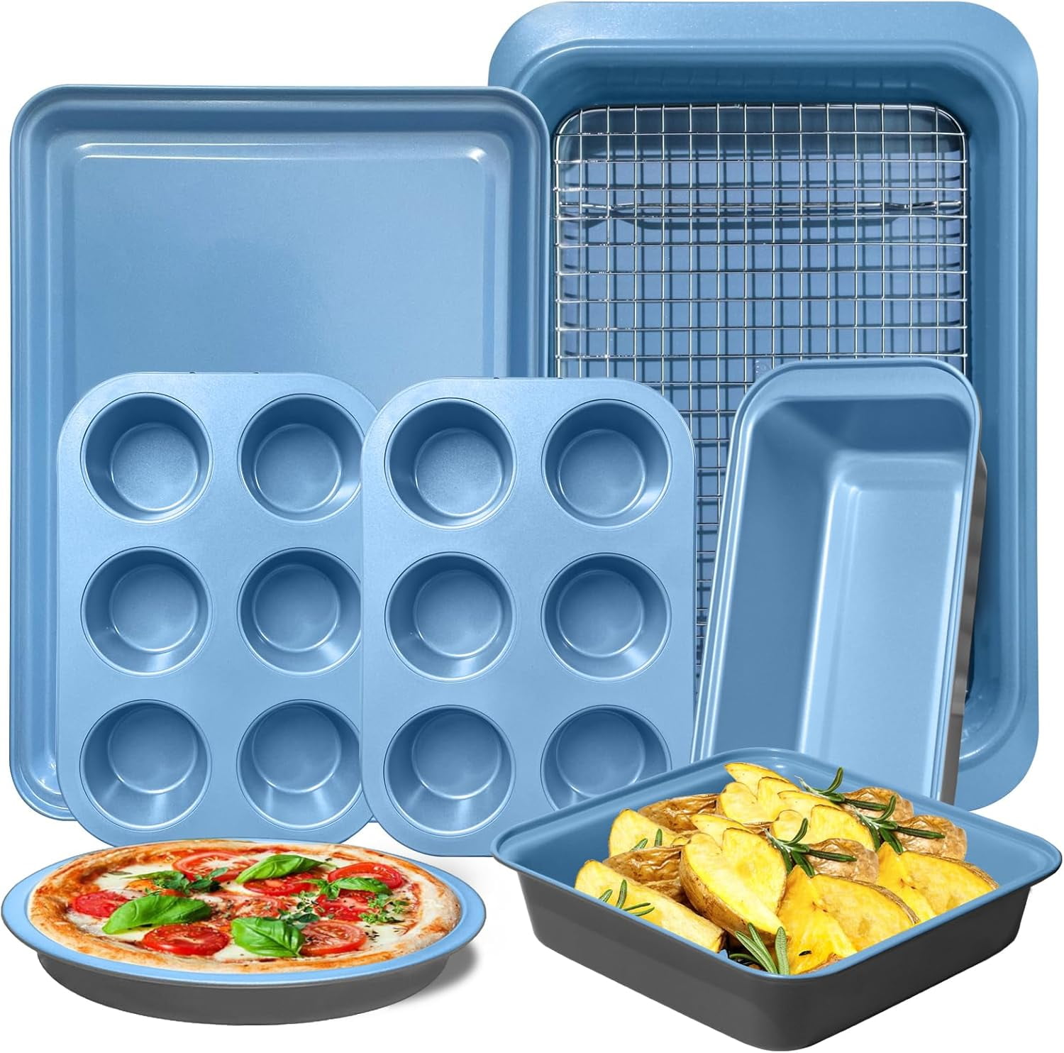 Baking Pans Set with Nonstick Coating - UltraThick Professional 8-Piece ...