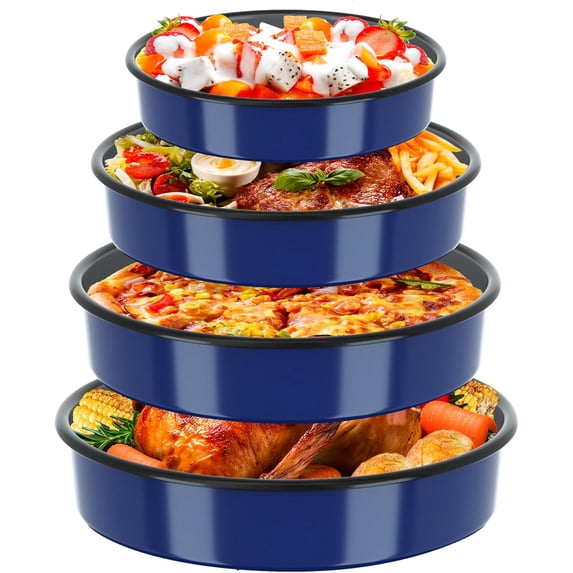 Baking Pans Set Round Roasting Dish 4- 9/10/12/14 Inch Enamel Non Large ...