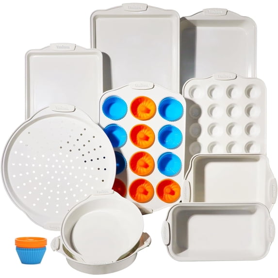 Baking Pans Set with Silicone Handles, 34 PCS Nonstick Bakeware Sets ...