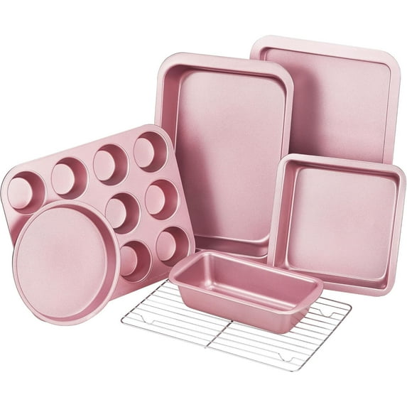Baking Pans Sets, Nonstick Bakeware Sets 7-Piece with Round/Square Cake ...