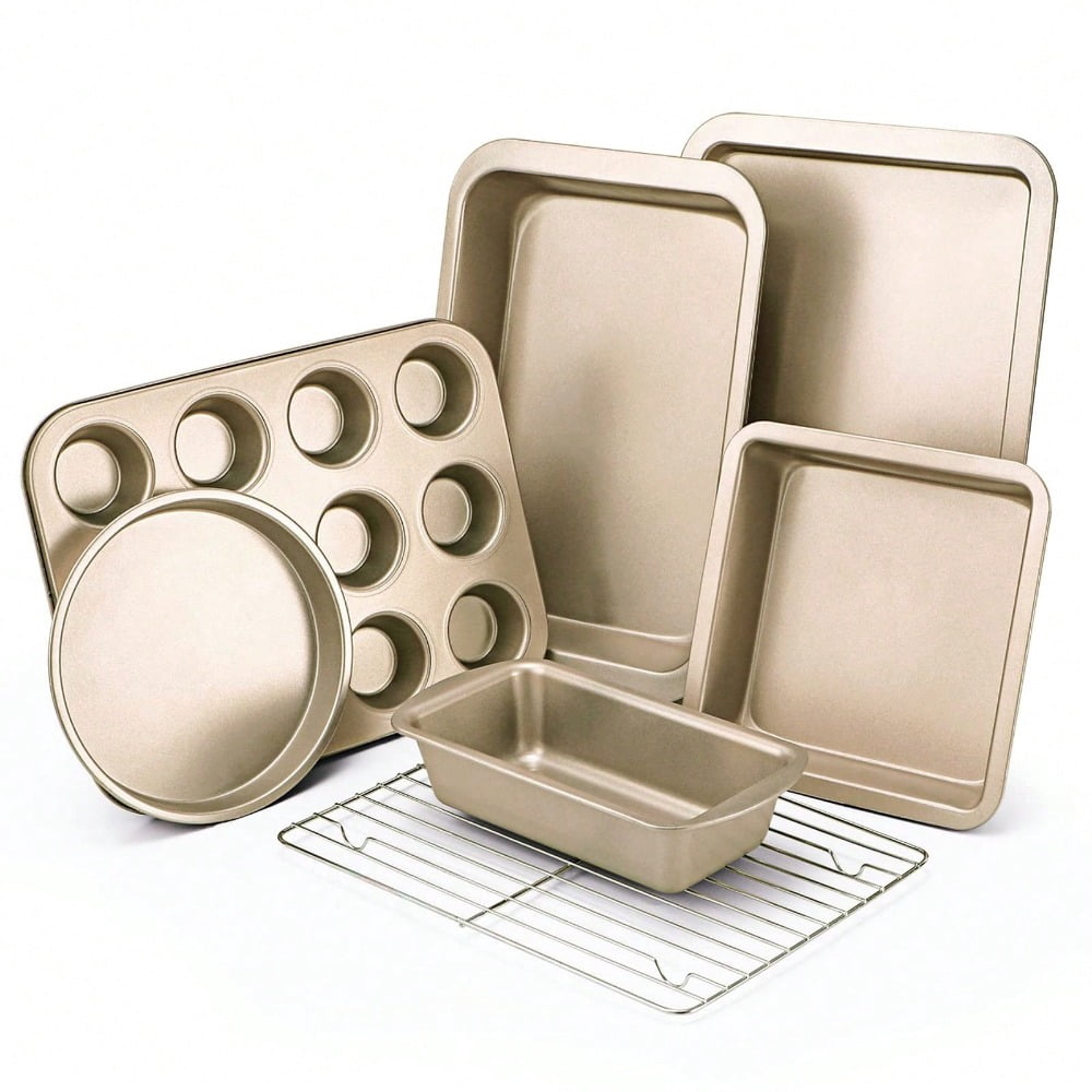Baking Pans Sets, Nonstick Bakeware Sets 7-Piece With Round/Square Cake ...