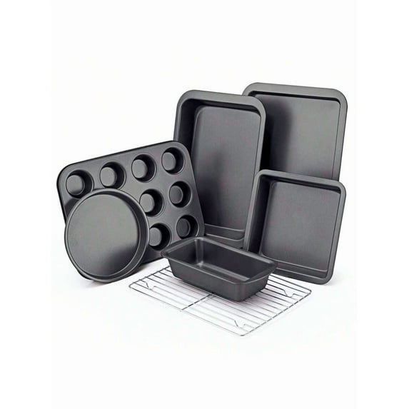 Baking Pans Sets, Nonstick Bakeware Sets 7-Piece With Round/Square Cake ...