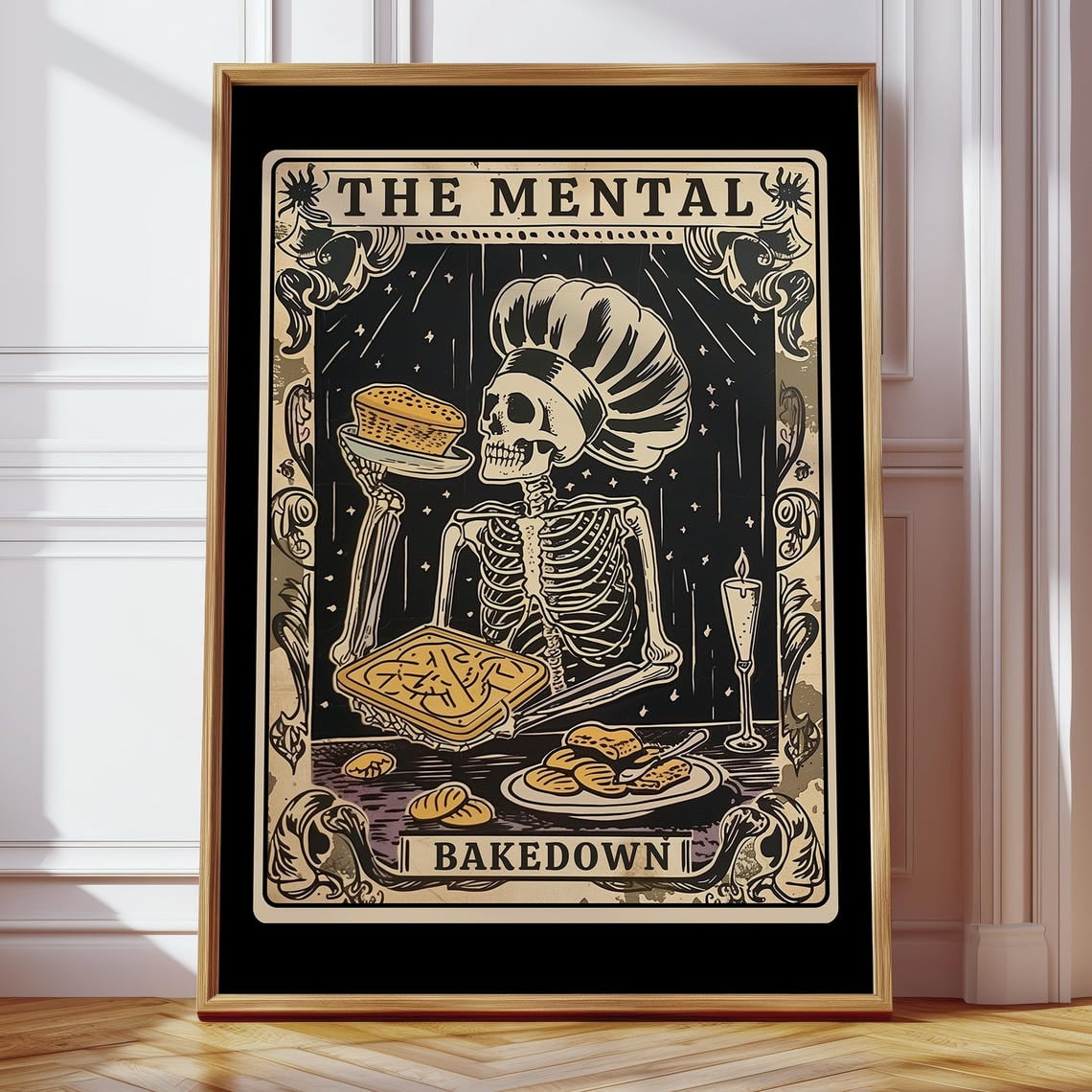 Baking Prints,Skeleton Cooking Poster,Having A Mental Bake Down Tarot Card Wall Art,Gift For ...