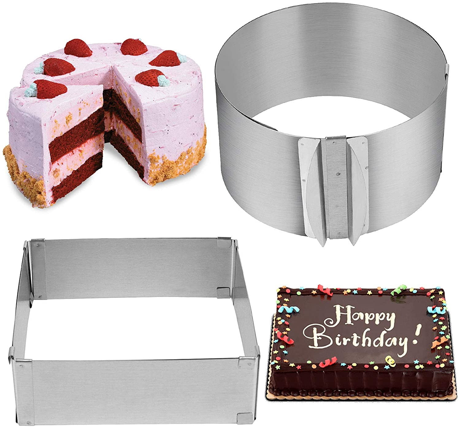 Baking Rings, Cake Ring 6-12 Inch Adjustable Cake Rings for Baking 6 ...