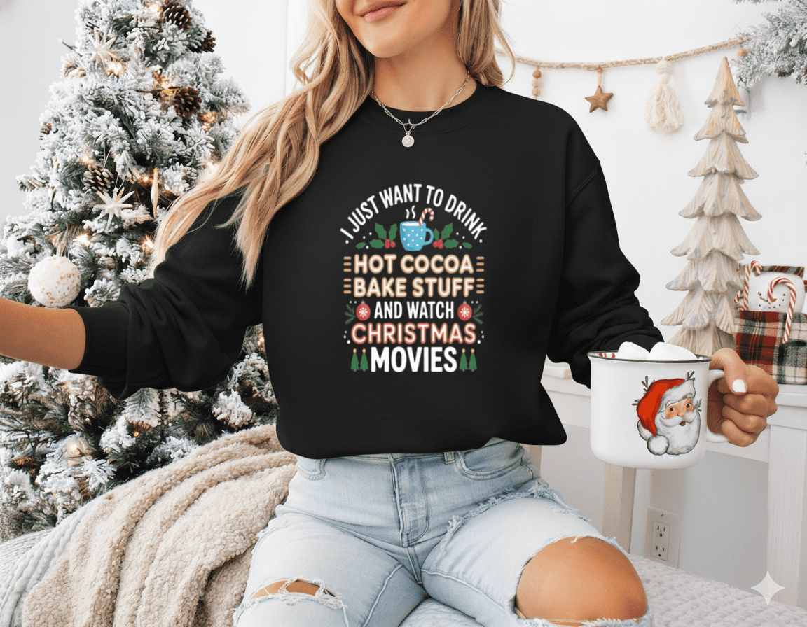 Baking Ritual Hot Cocoa Movie Night Warm Cozy Winter Sweatshirt, up to ...