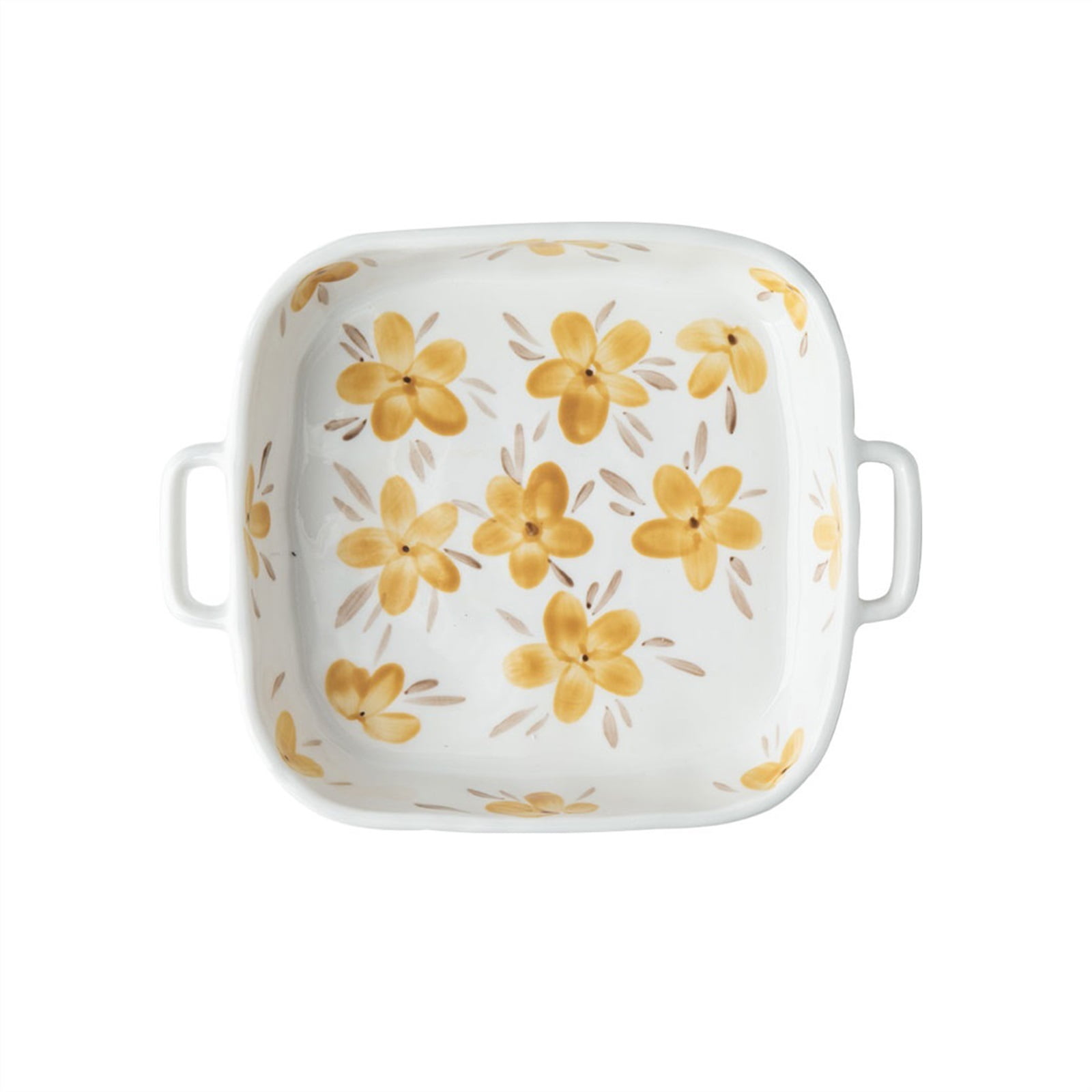 Baking and Serving Dish Hand-painted Flowers Ceramic Square Baking Dish ...