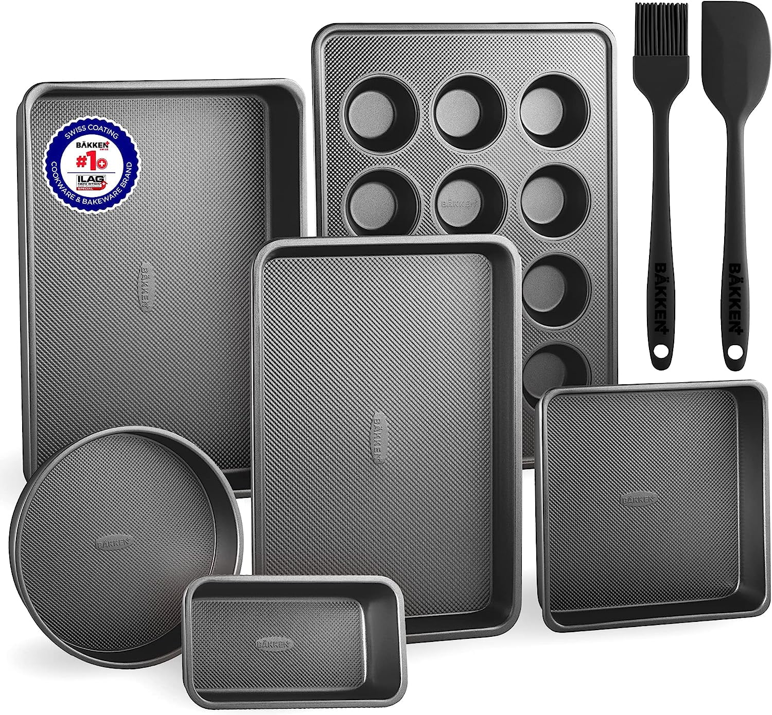 Baking Set – 10 Piece – Deluxe Non Stick Black Coating Inside and ...