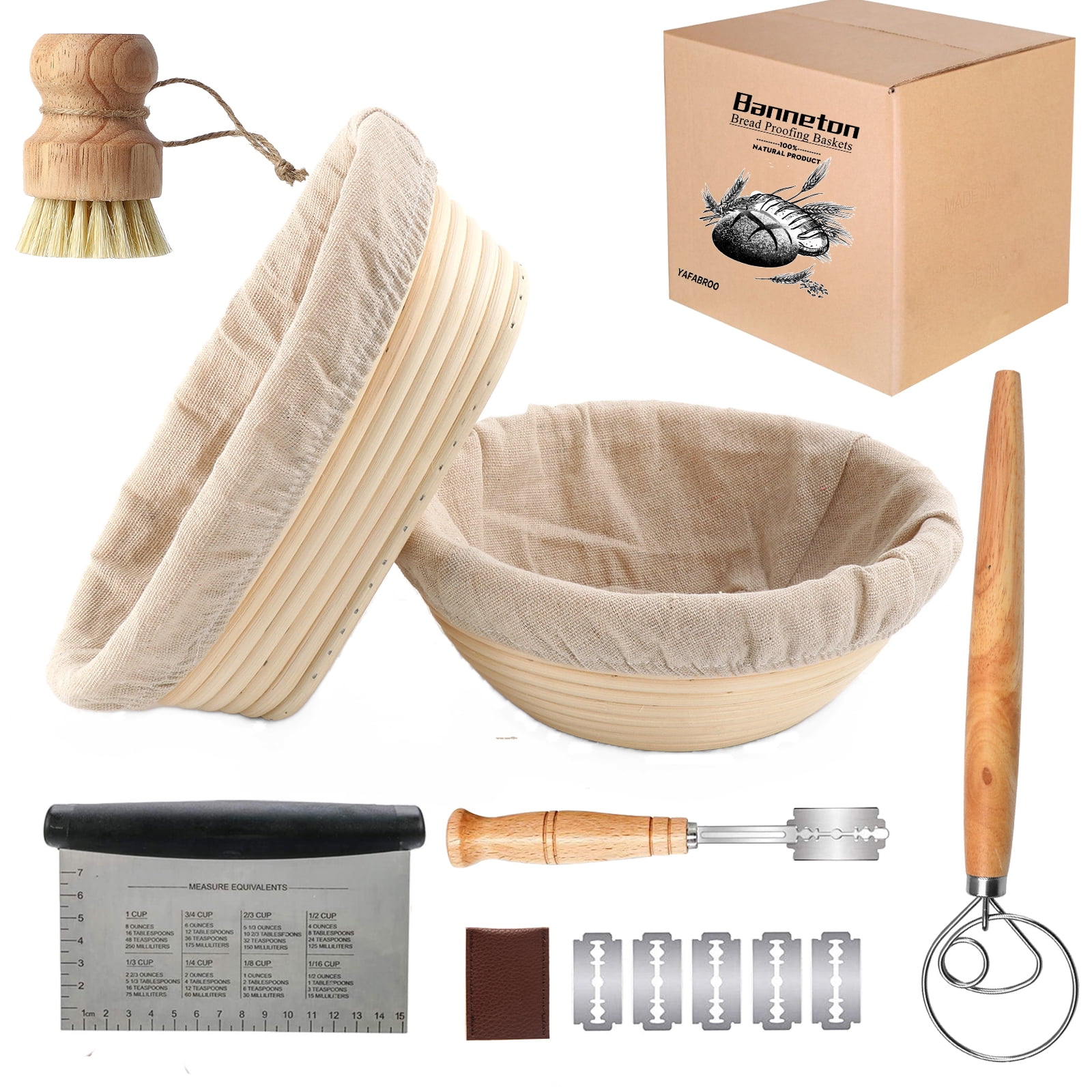 Baking Set of 2 Bread Rising Baskets Made of Rattan, 9-Inch Round and ...