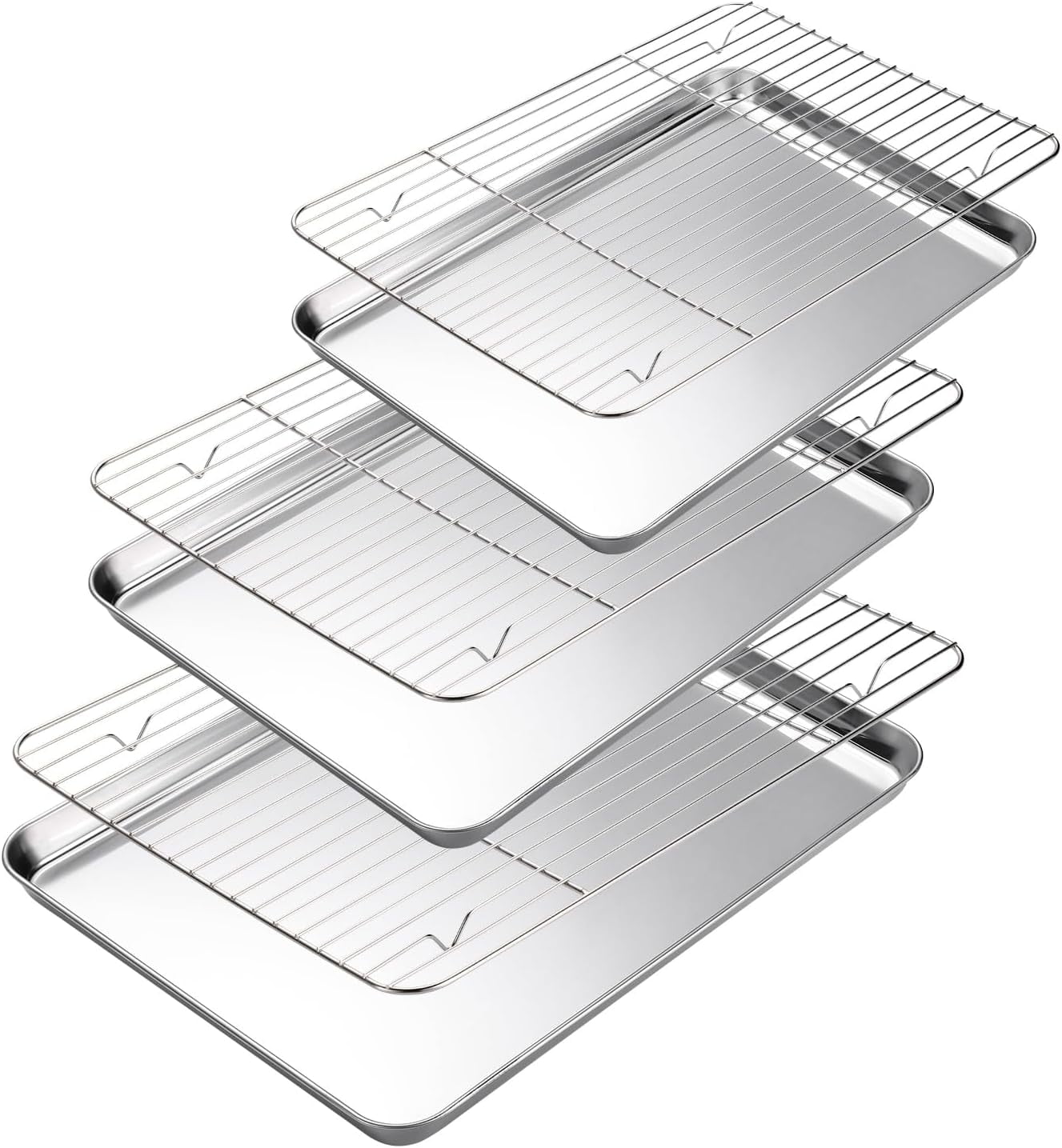 Baking Sheet with Cooling Rack Set of 6, 3 Premium Stainless Steel ...