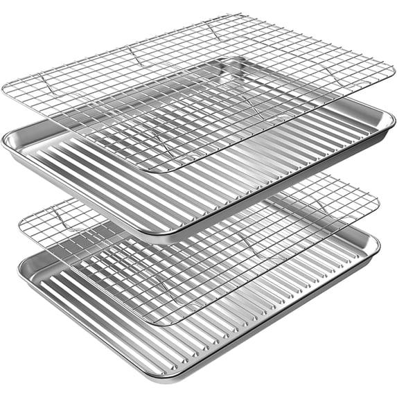 Baking Sheet, Half Sheet Pan with Cooling Rack Set, Stainless Steel ...