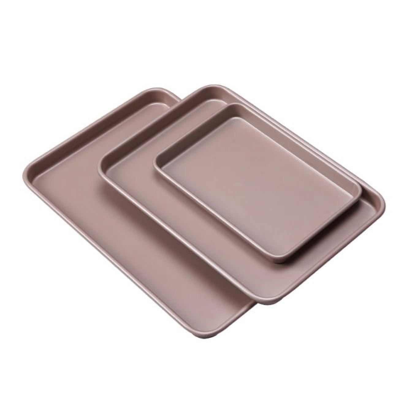 Baking Sheet for Oven, Cake Pan set of 3, Non-Stick Carbon Steel Rimmed ...