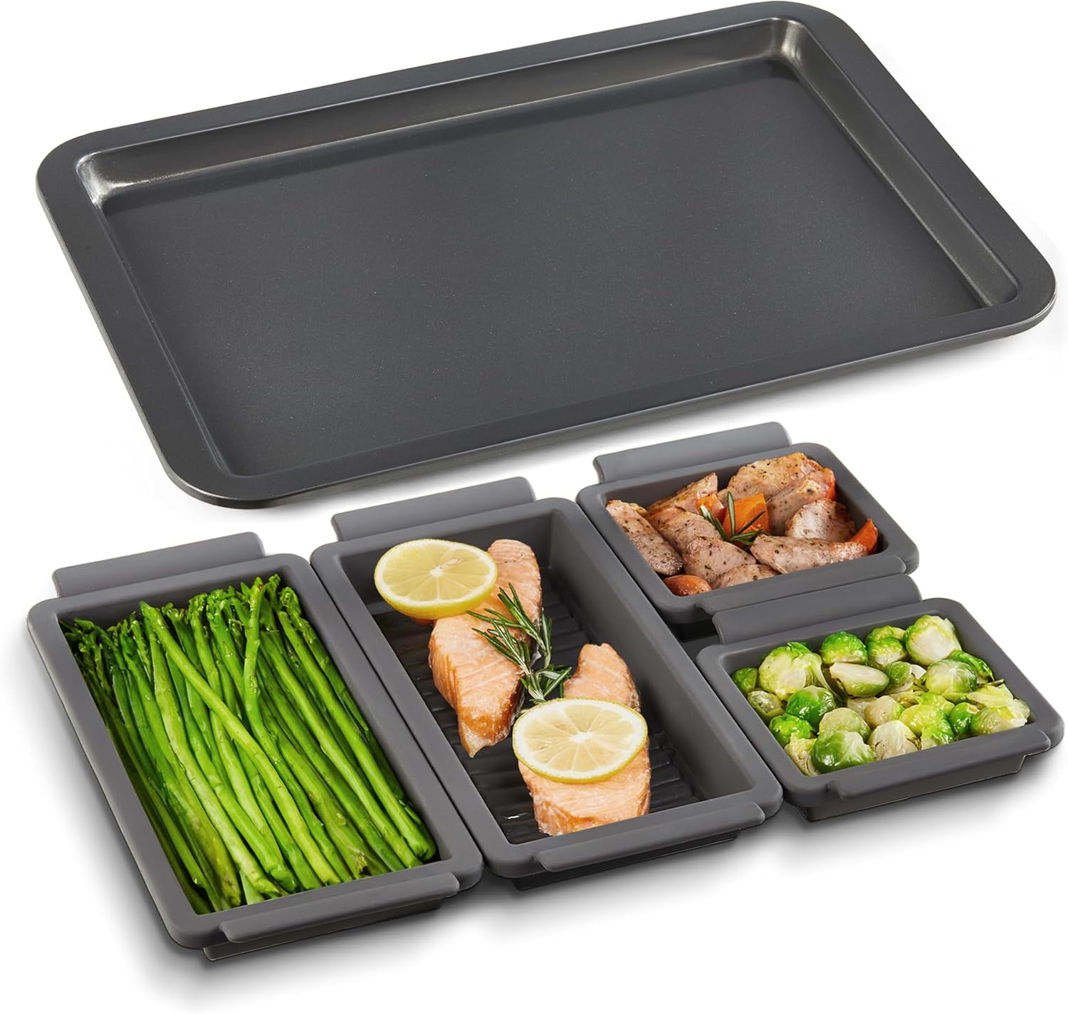 Baking Sheet Pan Dividers with A Half Sheet Pan, Reusable Silicone ...