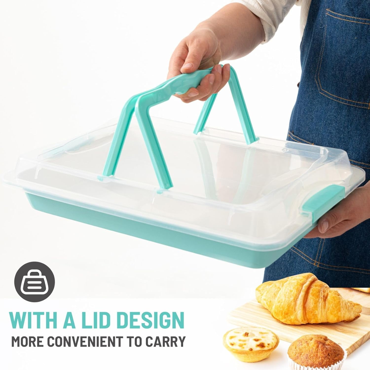 Baking Sheet Pan with Lid, 15inch*10inch Non-Stick Ceramic-Coating ...