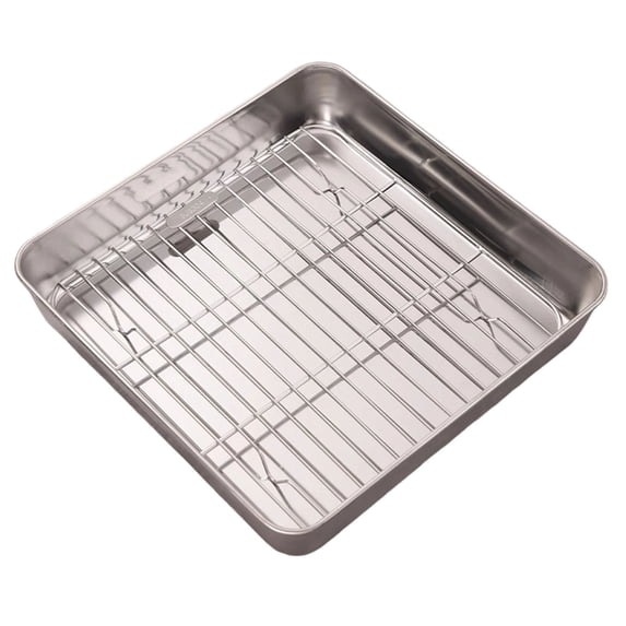 Baking Sheet Pan with Rack Set, Stainless Steel Cookie Sheet Pan Tray ...