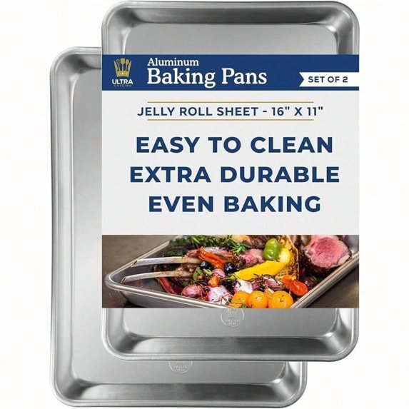 Baking Sheet Pan Set of 2- Professional Bakeware for Roasting Cooking ...