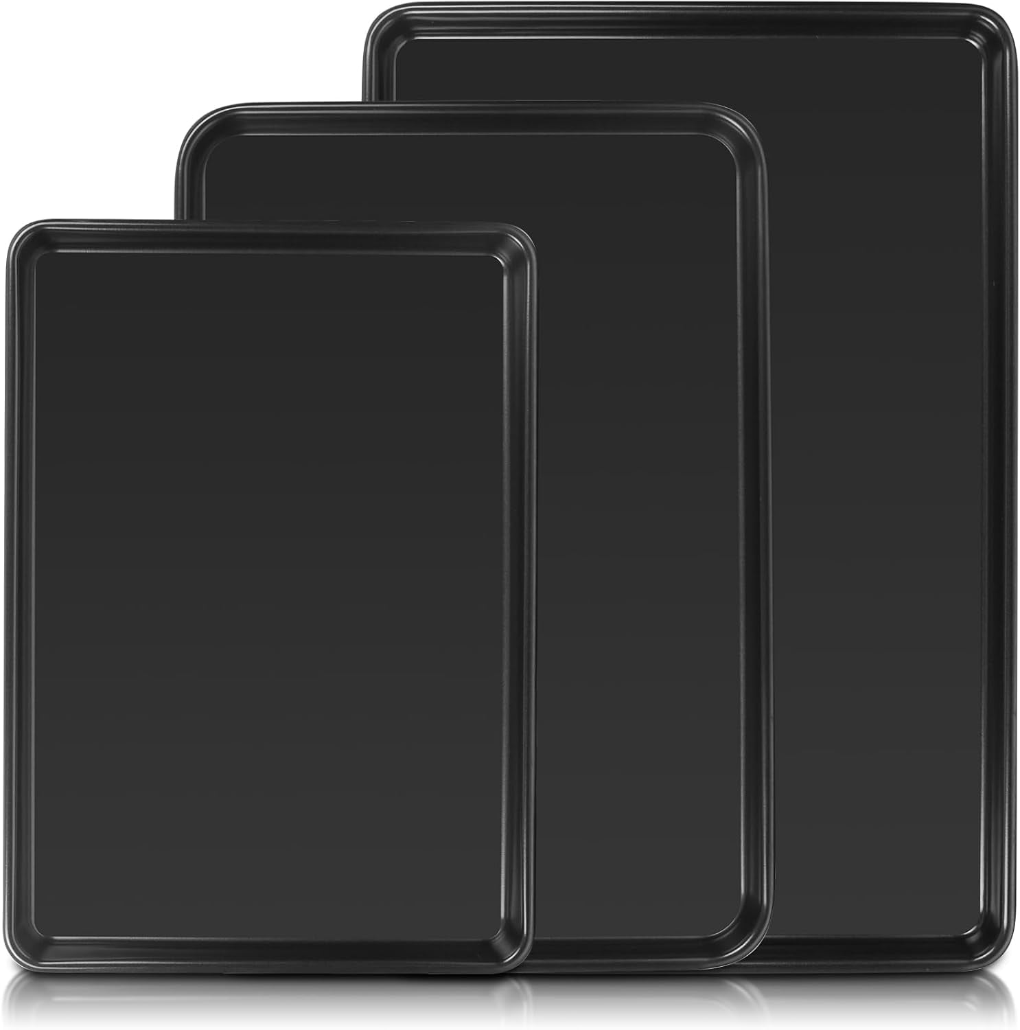 Baking Sheet Pan Set of 3, Commercial Cookie Sheets for Baking ...