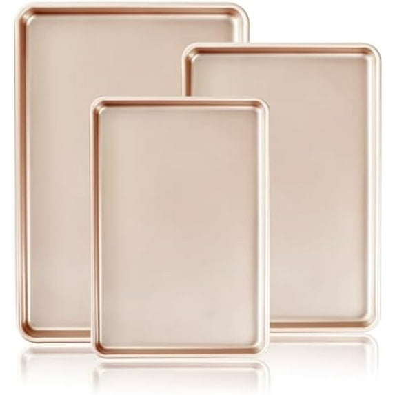 Baking Sheet Pan Set of 3, Commercial Cookie Sheets for Baking ...