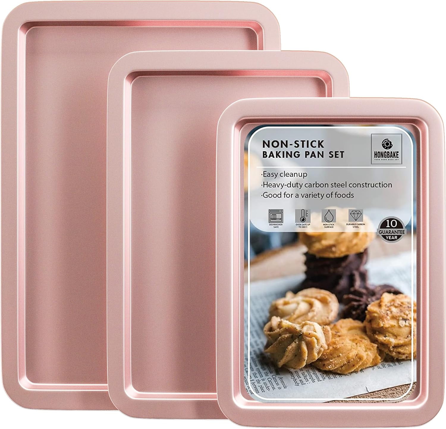 Baking Sheet Pan Set, Cookie Sheet for Oven, Nonstick Bakeware Sets ...