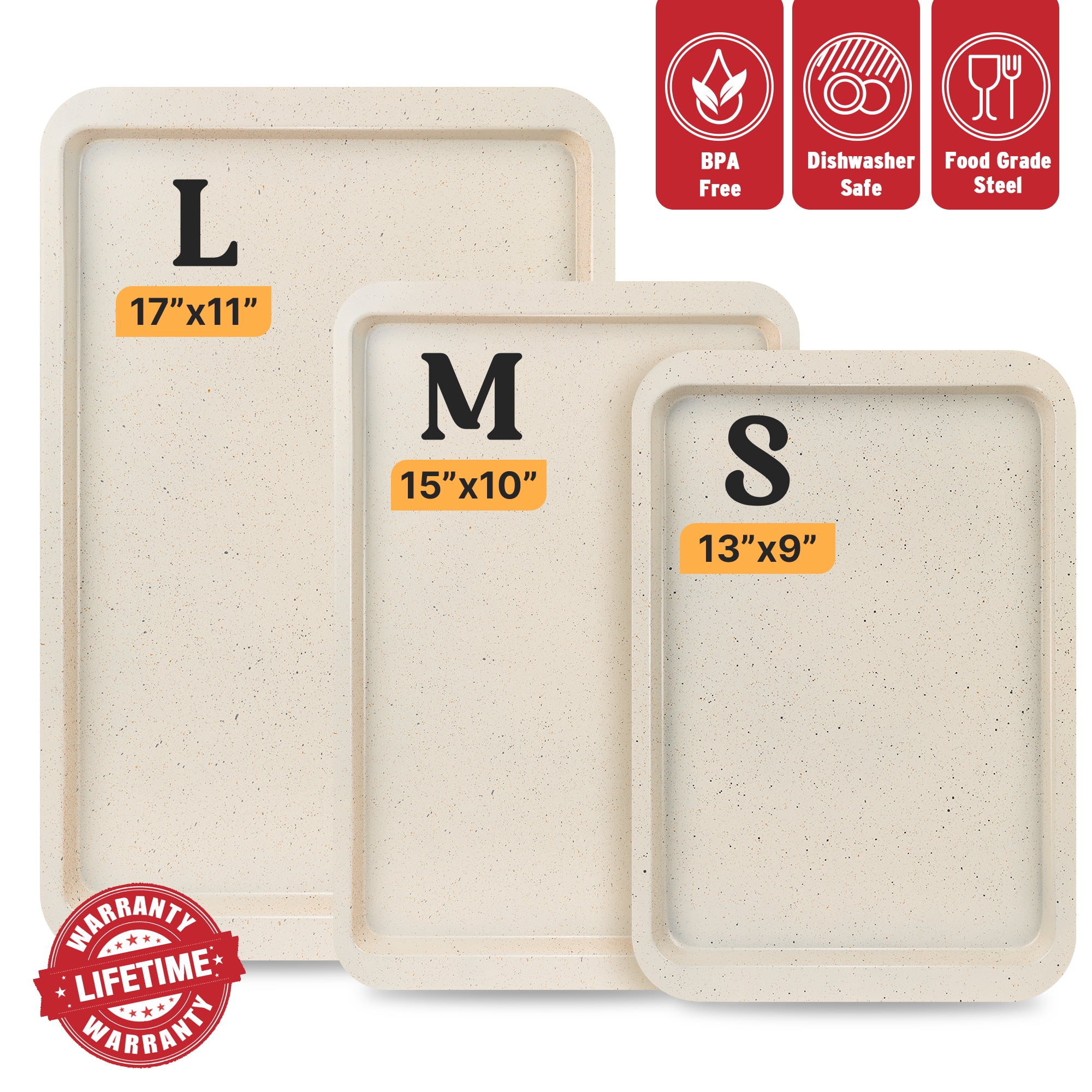 Large Non-Stick Bakeware - Gimlos 3-Piece Kitchen Oven Baking Sheet Pan ...