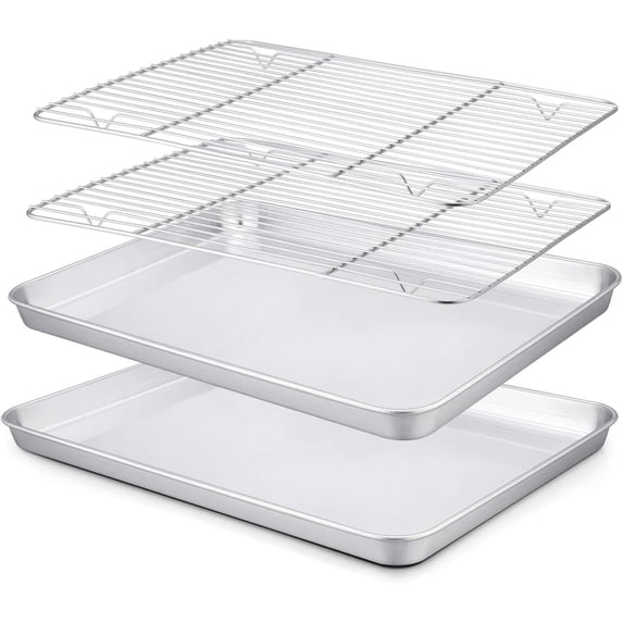 Baking Sheet Pan with Wire Cooling Rack, Set of Stainless Steel ...