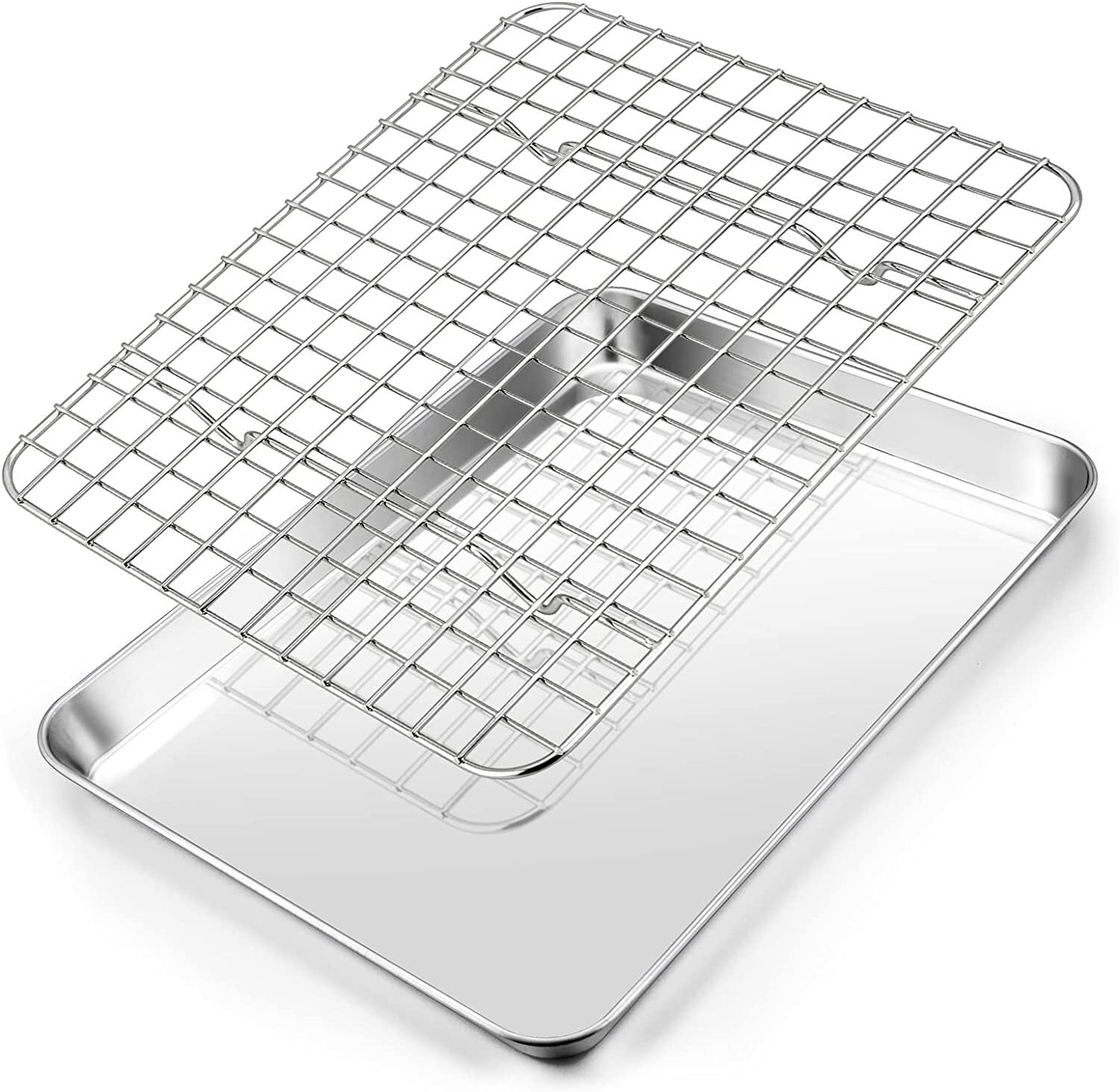 Baking Sheet with Rack (1 Sheet + 1 Rack), Manss Stainless Steel Cookie ...