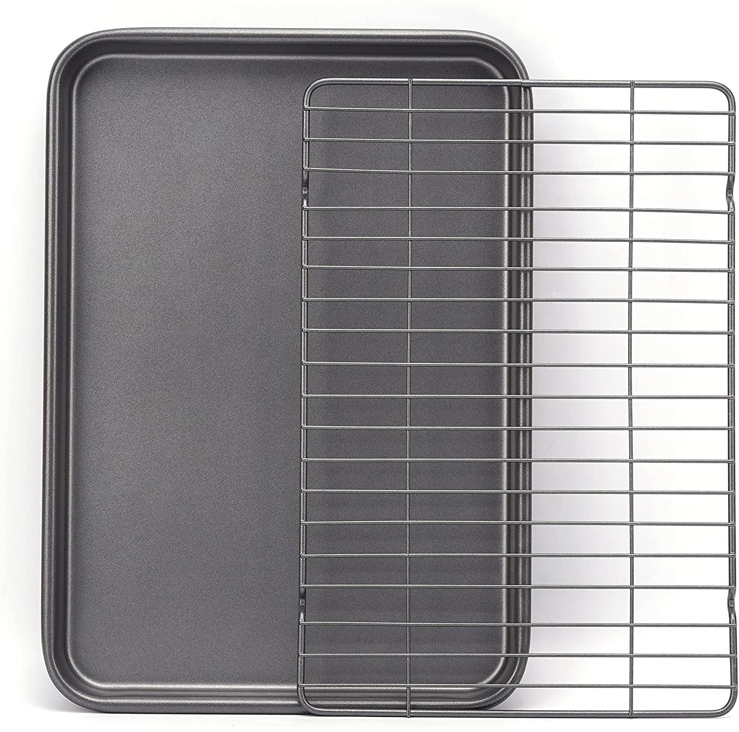 Baking Sheet & Rack Set (1 Sheet + 1 Rack), Gray Carbon Steel Cookie ...