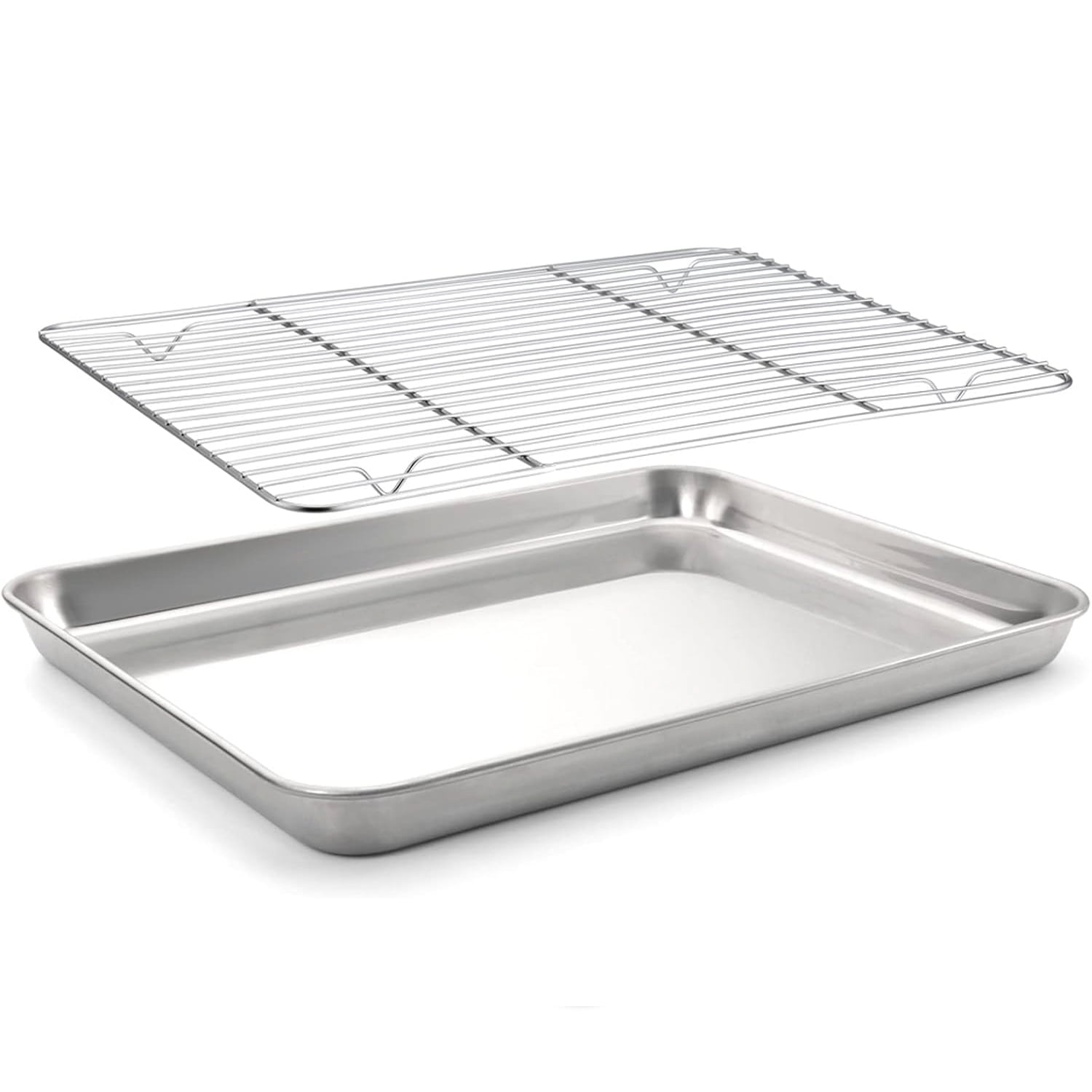 Baking Sheet with Rack Set [1 Sheet + 1 Rack], Stainless Steel Cookie ...