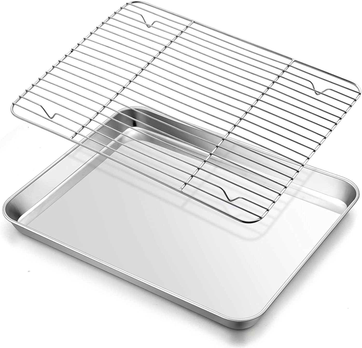 Baking Sheet with Rack Set (1 Pans + 1 Racks), Stainless Steel Cookie ...