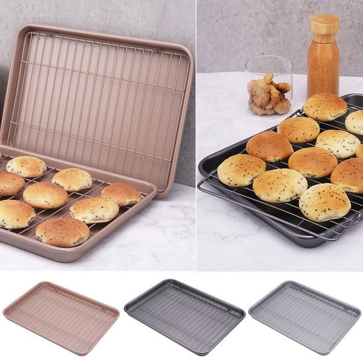 Baking Sheet & Rack Set (1 Sheet + 1 Rack), Yayun Carbon Steel Cookie ...