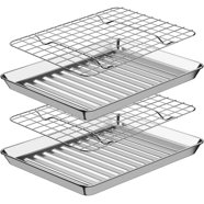 VeSteel Stainless Steel 16x12 Inch Baking Sheets and Cooling Racks for ...
