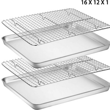 VeSteel Baking Sheets and Racks Set, Stainless Steel Rectangle Baking ...