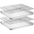 Baking Sheet with Rack Set [2 Pans + 2 Racks], Stainless Steel Cookie ...