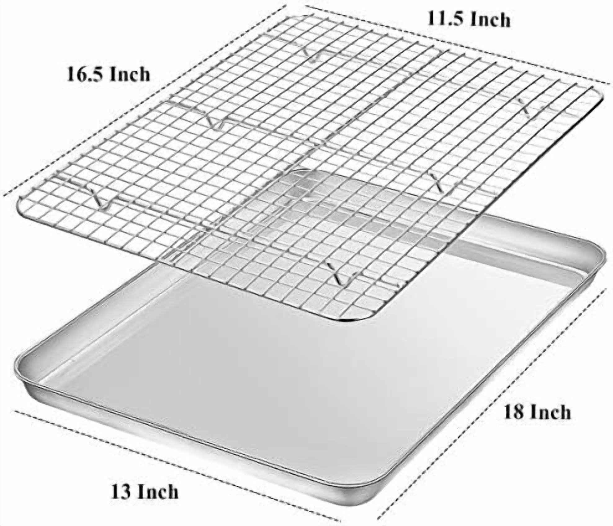 Baking Sheet with Rack Set [2 Pans + 2 Racks], Stainless Steel Cookie ...