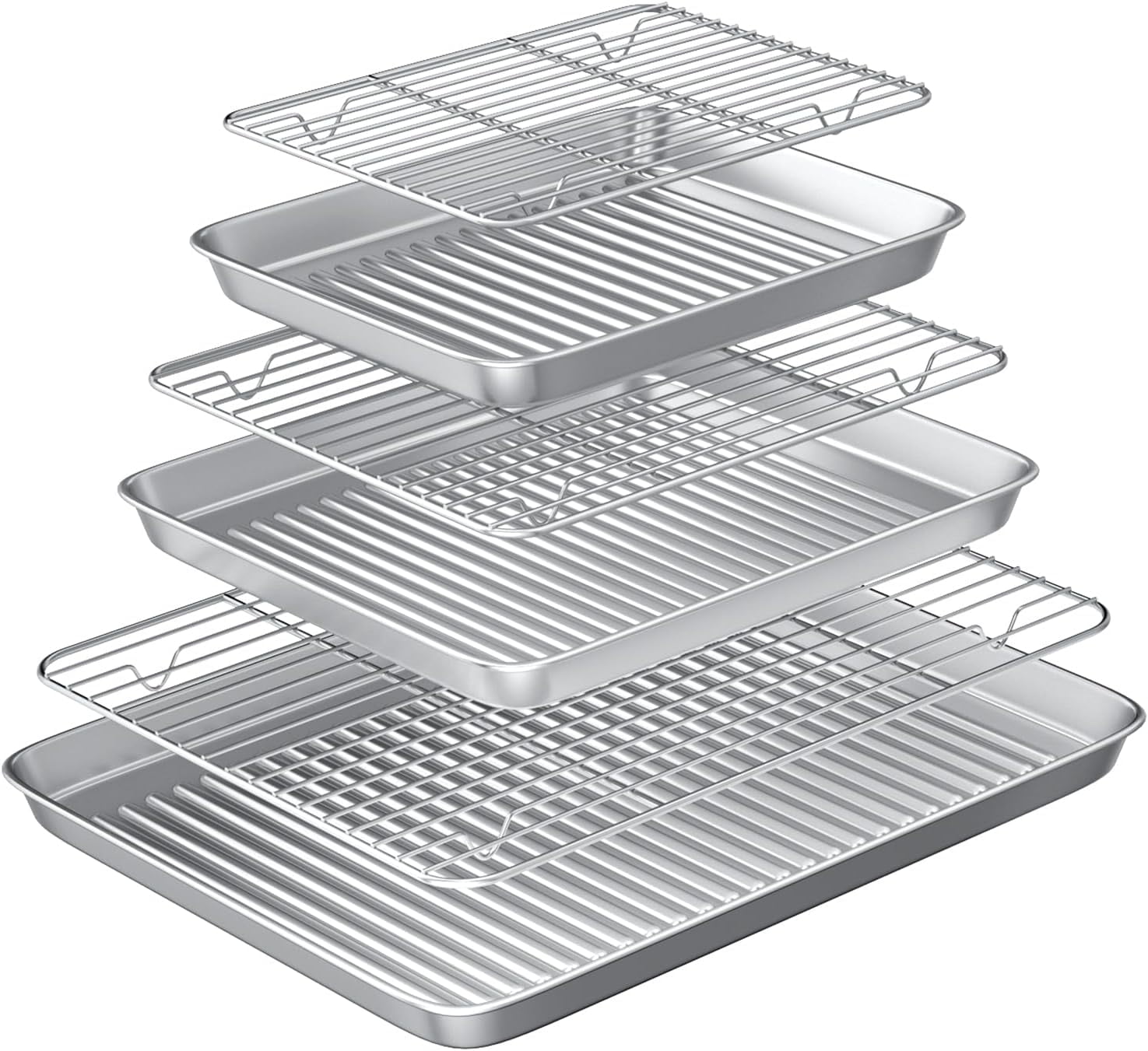 Baking Sheet with Rack Set (2 Pans + 2 Racks), Stainless Steel Cookie ...