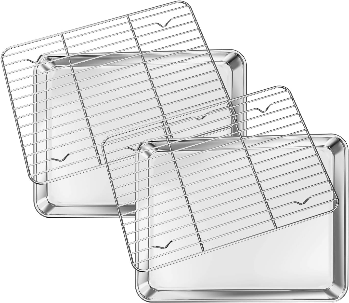 Baking Sheet with Rack Set [2 Sheets + 2 Racks], Stainless Steel Cookie ...