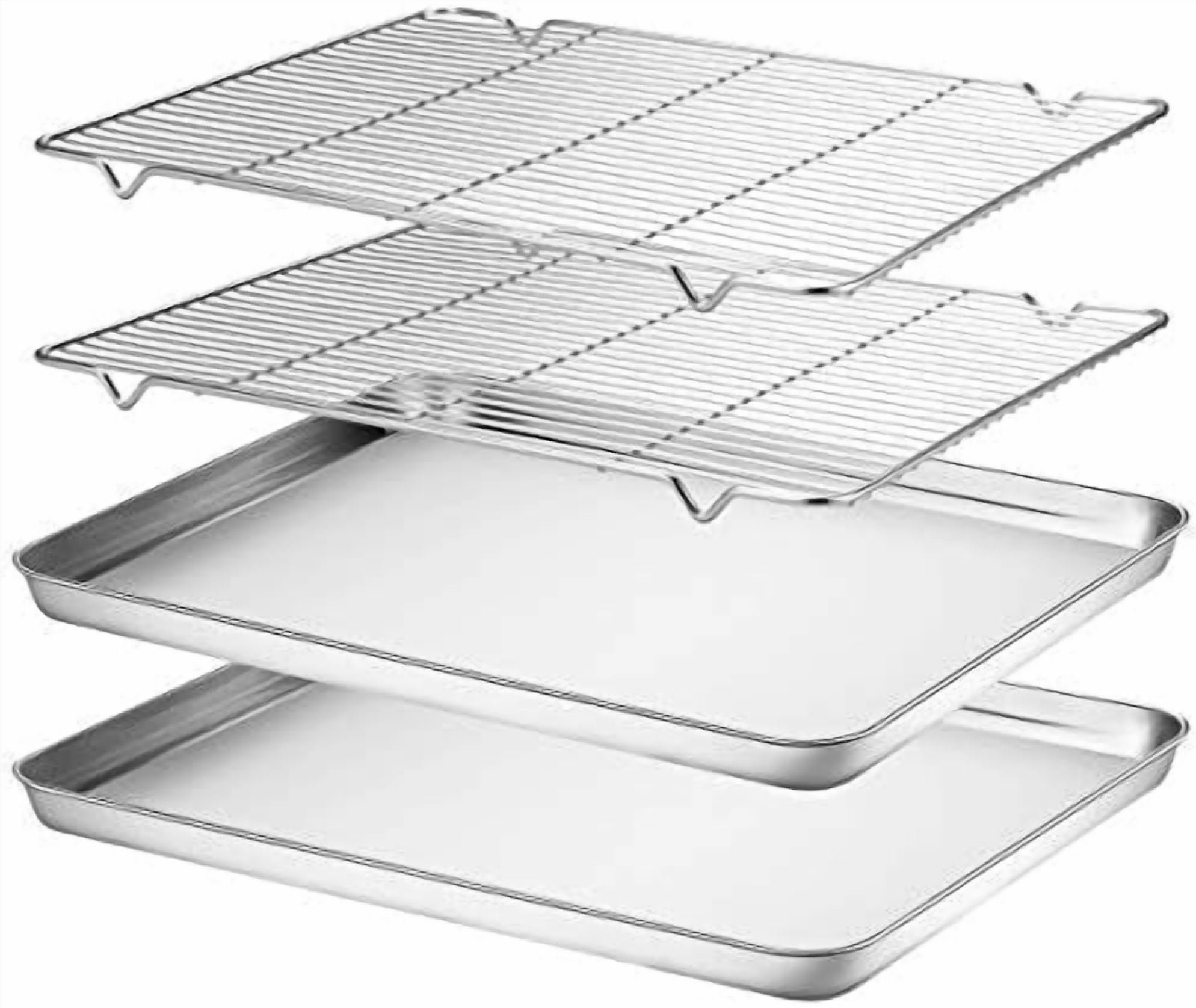 Baking Sheet & Rack Set [2 Sheets + 2 Racks], Stainless Steel Cookie ...