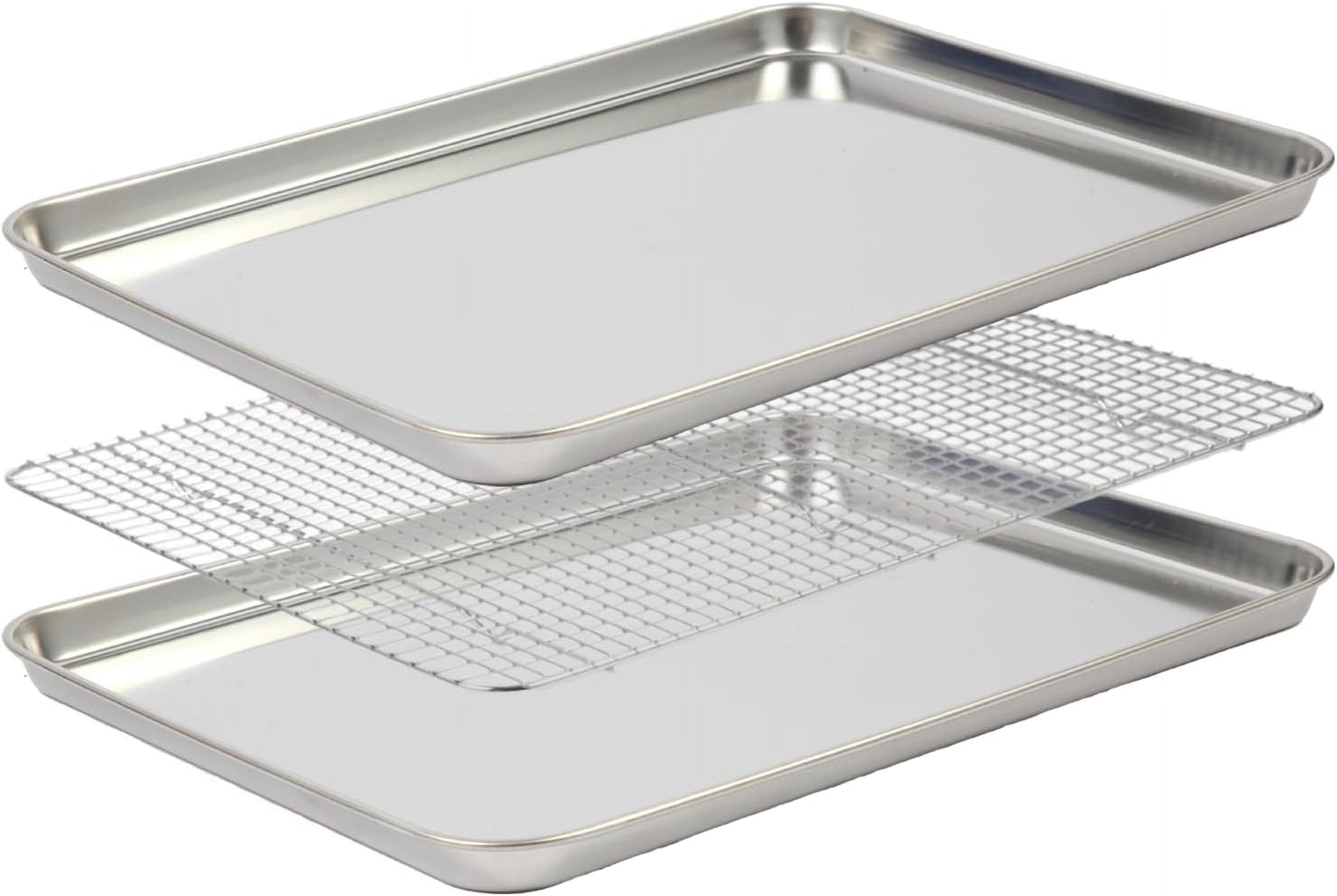 Baking Sheet Rack Set of 3(2 Pans + 1 Racks), Stainless Steel Cookie ...
